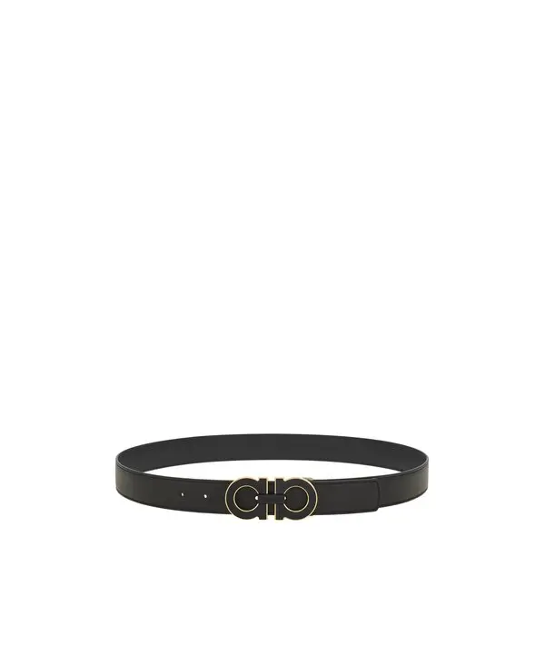 FERRAGAMO Gancini Leather Belt - Black