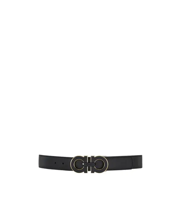 FERRAGAMO Gancini Leather Belt - Black