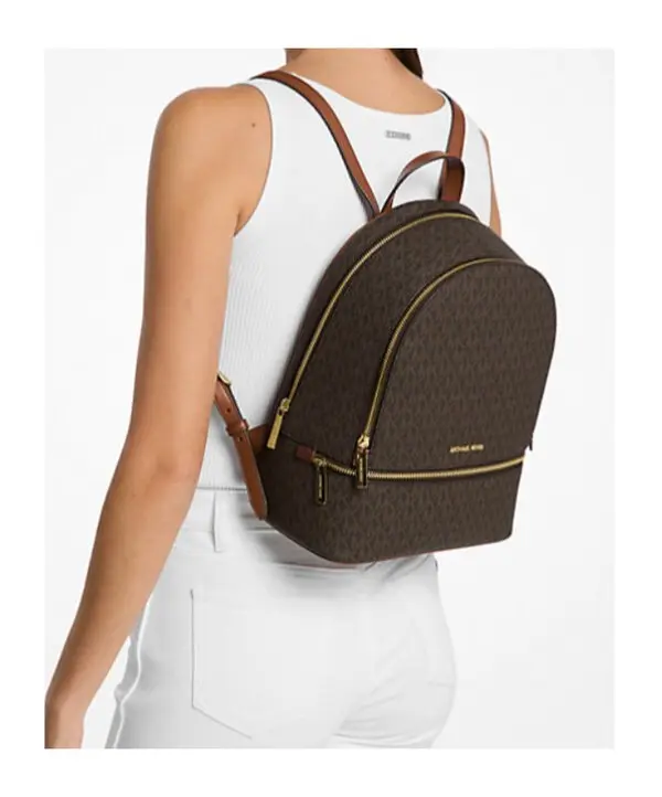 Michael Kors Rhea Medium Signature Logo Backpack - Brown