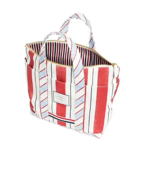 Thom Browne Striped Tote Bag - Red