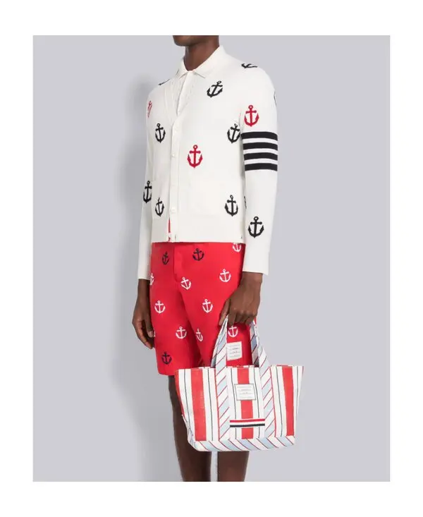 Thom Browne Striped Tote Bag - Red