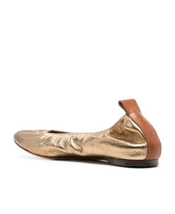 LANVIN Ruched Detail Round-toe Ballerina Flats - Nude