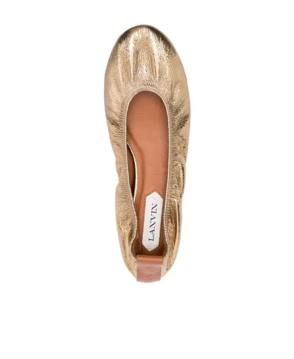 LANVIN Ruched Detail Round-toe Ballerina Flats - Nude