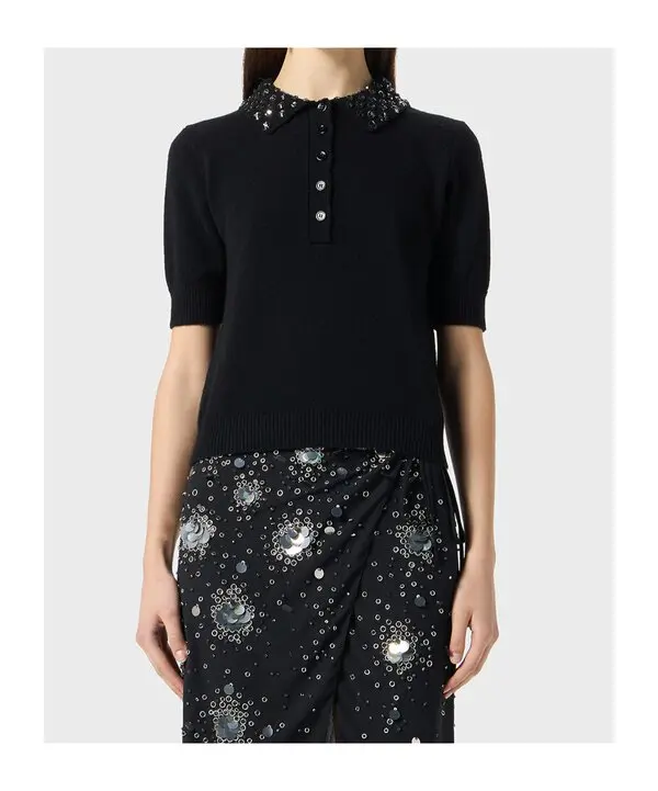 Blumarine Embellished Wool Jumper With Glass Gemstones