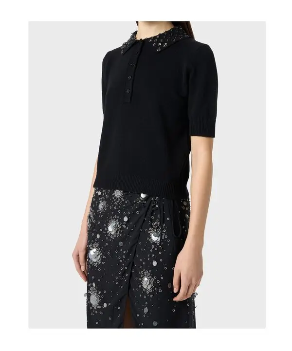 Blumarine Embellished Wool Jumper With Glass Gemstones