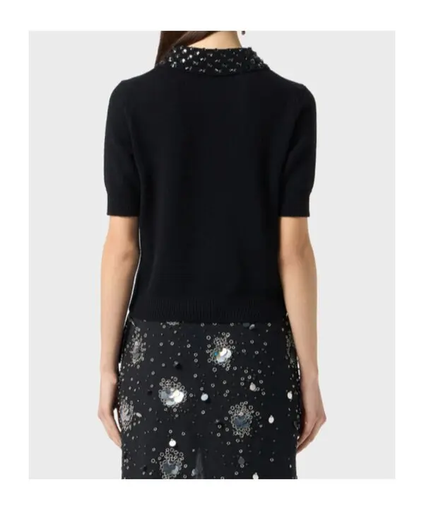 Blumarine Embellished Wool Jumper With Glass Gemstones