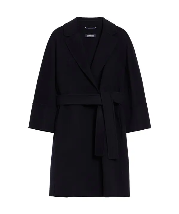Max Mara Arona Belted Long-sleeved Coat - Midnight Blue