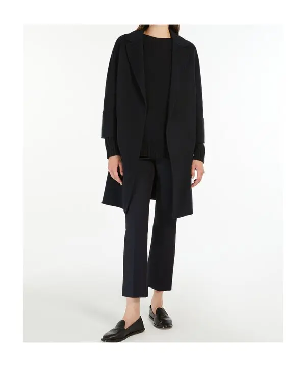 Max Mara Arona Belted Long-sleeved Coat - Midnight Blue