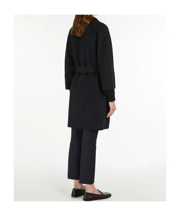 Max Mara Arona Belted Long-sleeved Coat - Midnight Blue