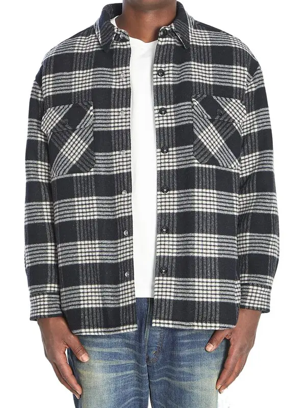 Celine Quilted Overshirt In Checked Wool