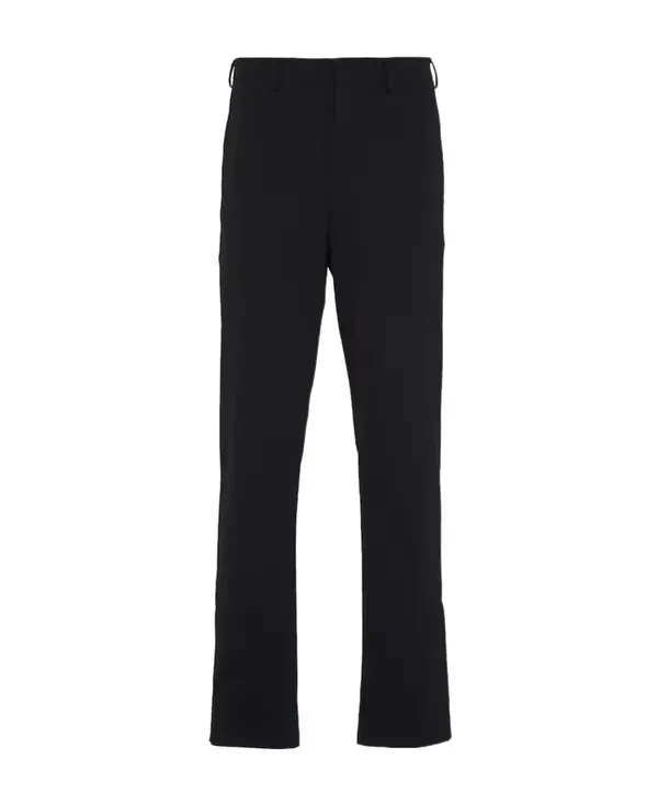 Prada Cropped Tailored Trousers With Logo Plaque