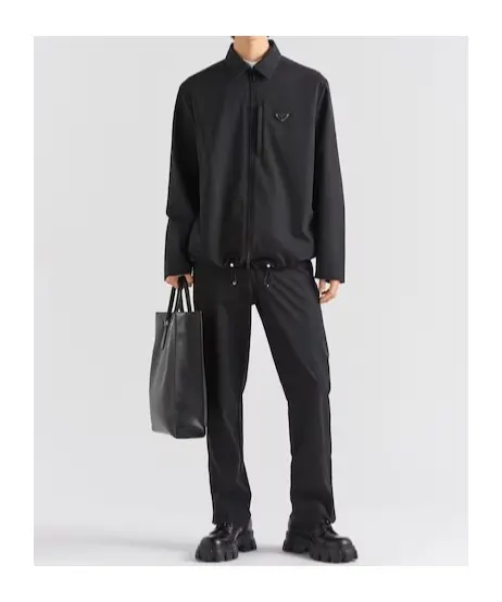 Prada Cropped Tailored Trousers With Logo Plaque