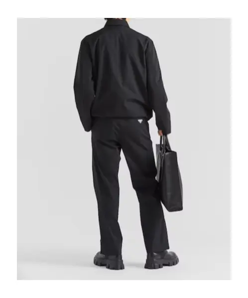 Prada Cropped Tailored Trousers With Logo Plaque