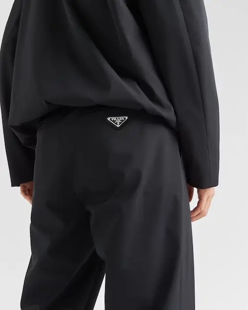 Prada Cropped Tailored Trousers With Logo Plaque