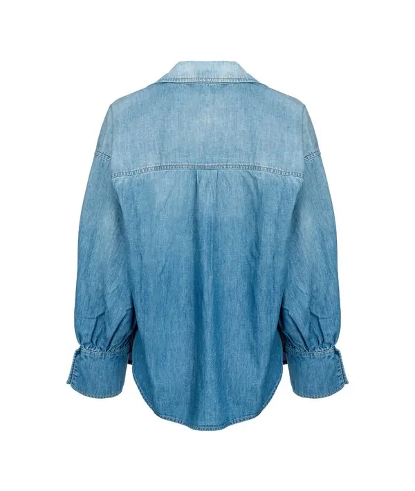 Pinko Front-tied V-neck Denim Blouse