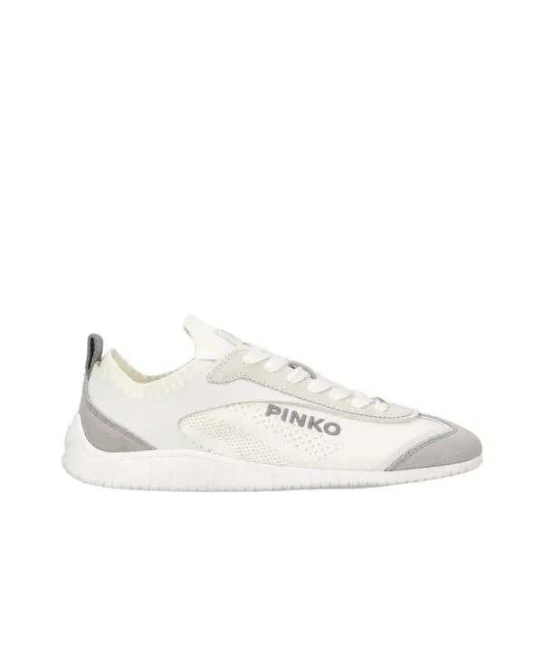 Pinko Logo Embroidered Lace-up Sneakers - White