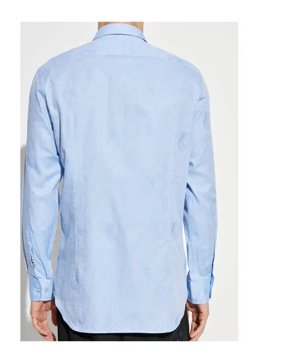 Etro Gecko-motif Jacquard Shirt - Light Blue