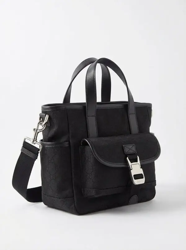 Gucci Buckle Detailed Tote Bag - Black