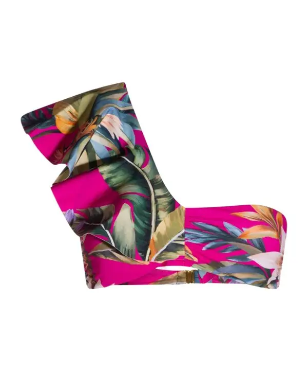 Farm Rio One-shoulder Bikini Top With Tropical Print - Multicolor