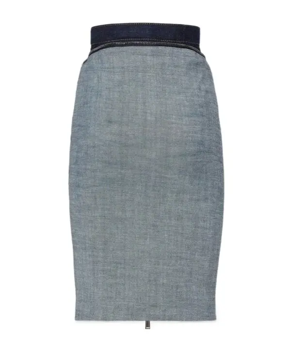 Dsquared2 Midi Denim Skirt With Zip Detail