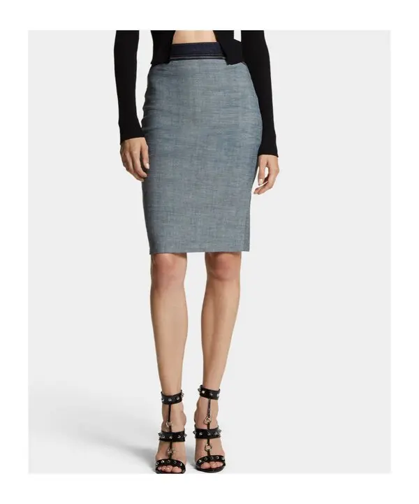 Dsquared2 Midi Denim Skirt With Zip Detail