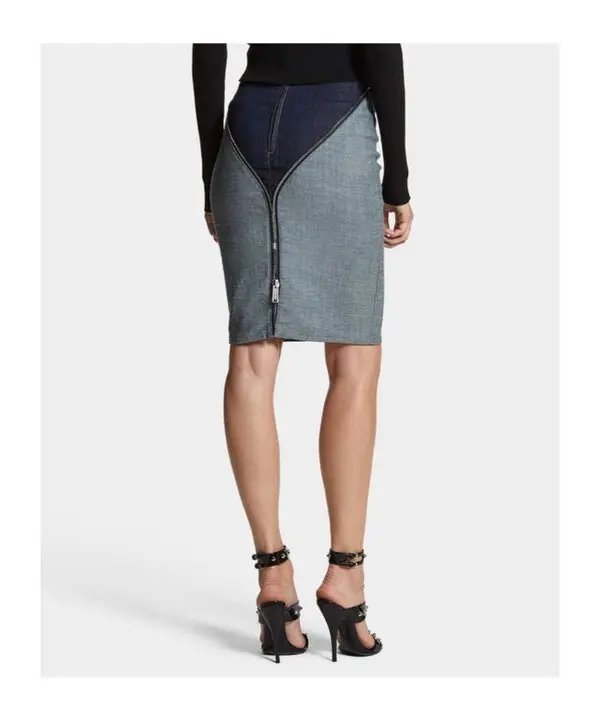 Dsquared2 Midi Denim Skirt With Zip Detail