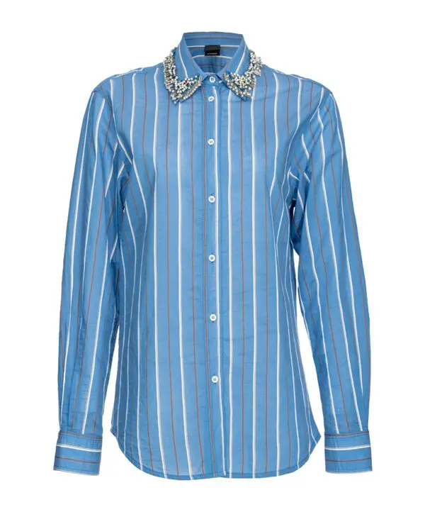 Pinko Striped Shirt With Embellished Collar