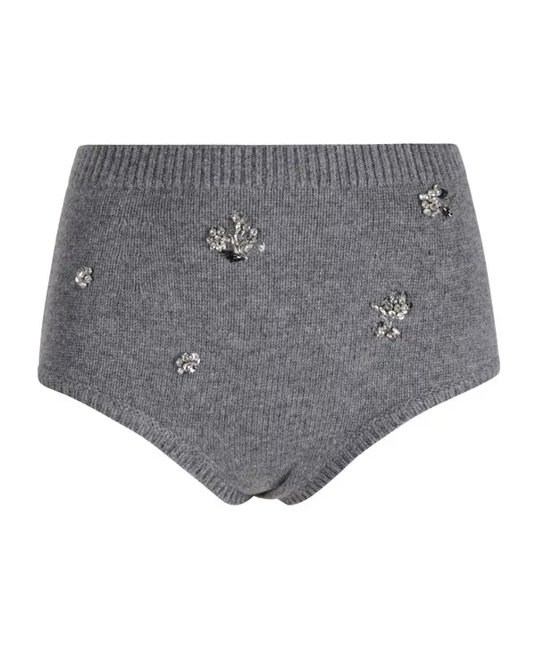 Simkhai Embellished Knit Shorts - Gray