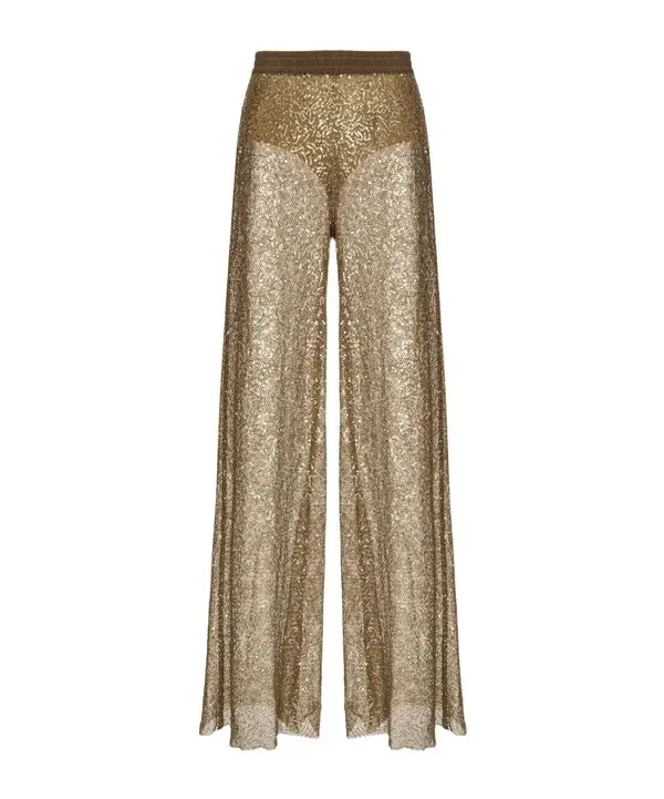Pinko Sequined Mesh Wide Leg Pants