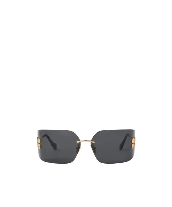 Miu Miu Rimless Curved Lens Sunglasses - Black