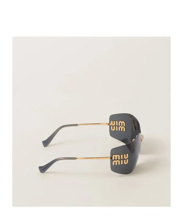 Miu Miu Rimless Curved Lens Sunglasses - Black