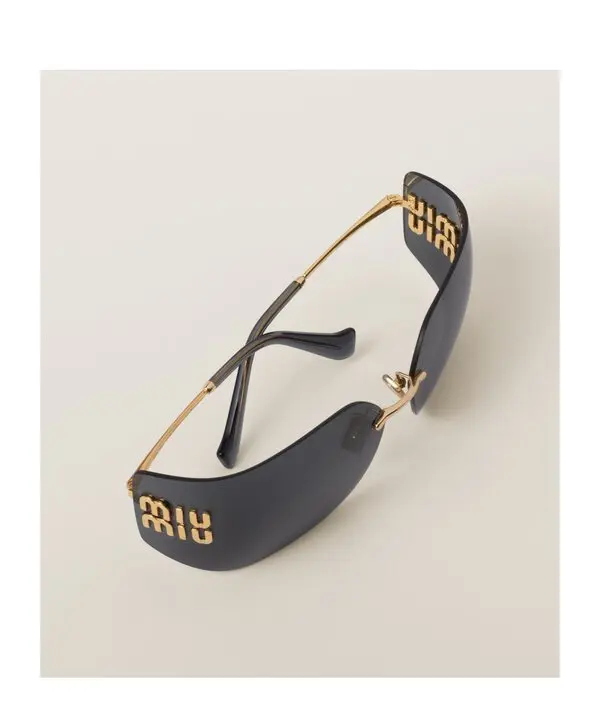 Miu Miu Rimless Curved Lens Sunglasses - Black