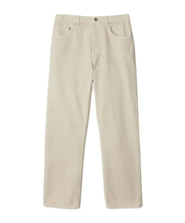 Burberry Logo Patch Straight-leg Jeans - Oatmeal