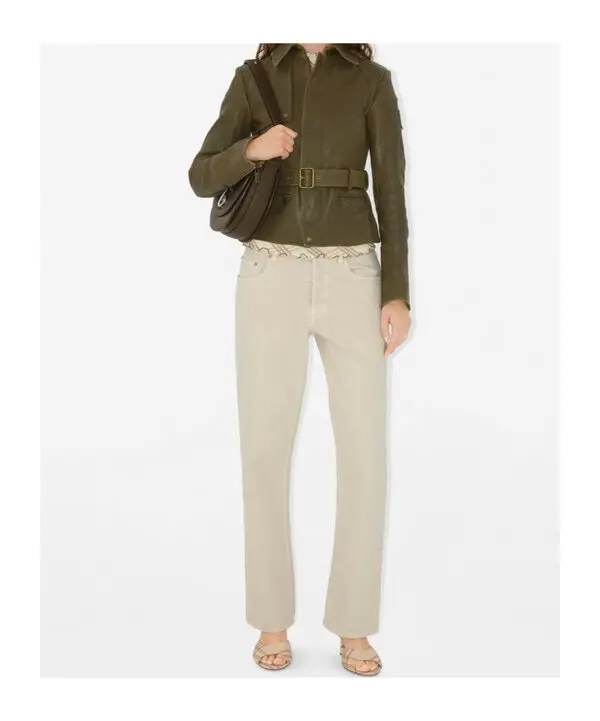 Burberry Logo Patch Straight-leg Jeans - Oatmeal