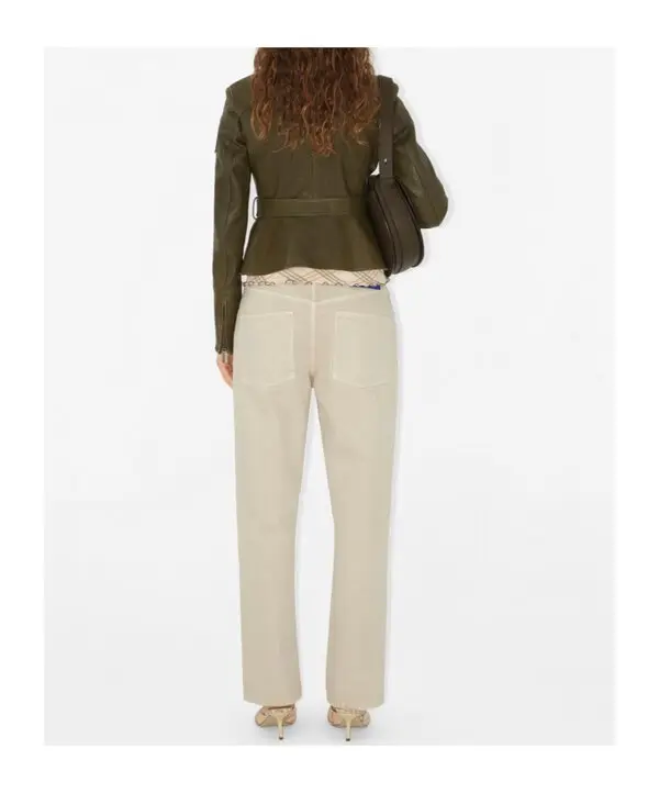 Burberry Logo Patch Straight-leg Jeans - Oatmeal
