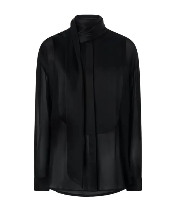 Pinko Long Sleeved Shirt With Lapel Collar - Black