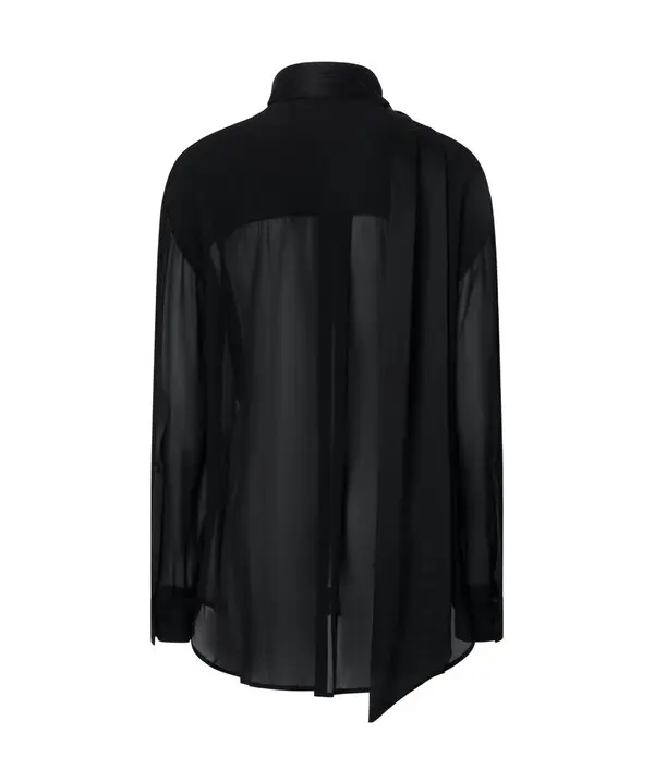 Pinko Long Sleeved Shirt With Lapel Collar - Black