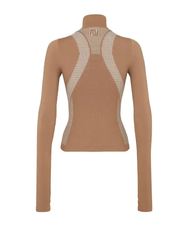 Fendi High-neck Ribbed-knit Ski Jumper With Micro Ff Motif