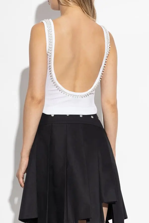 Off-White Embellished Sleeveless Ribbed Top