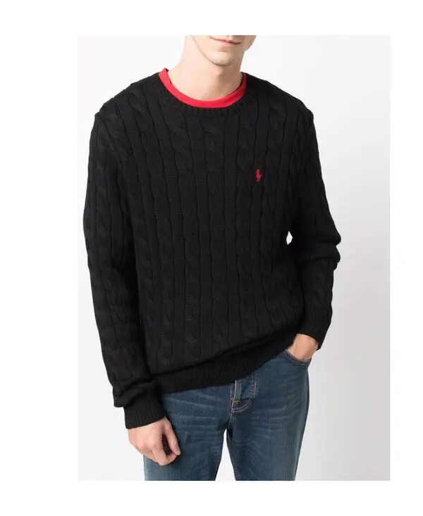 Polo Ralph Lauren Cable Knit Crewneck Jumper - Black