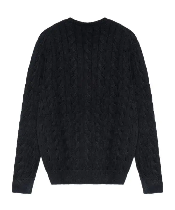 Polo Ralph Lauren Logo Embroidered Cable-knit Jumper - Black