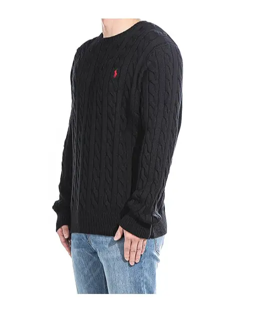 Polo Ralph Lauren Logo Embroidered Cable-knit Jumper - Black