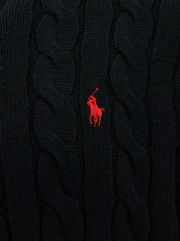 Polo Ralph Lauren Logo Embroidered Cable-knit Jumper - Black