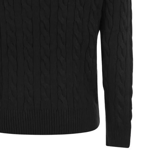Polo Ralph Lauren Logo Embroidered Cable-knit Jumper - Black