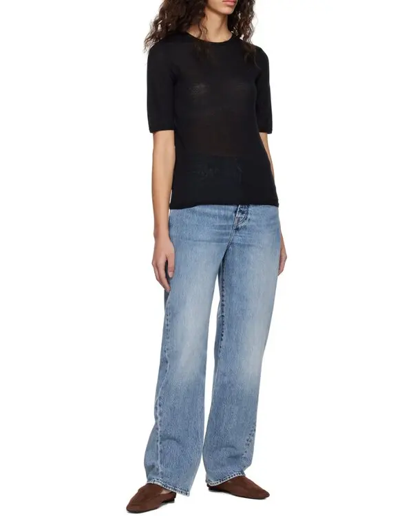 TOTEME Straight Leg Jeans With Logo Patch - Gray