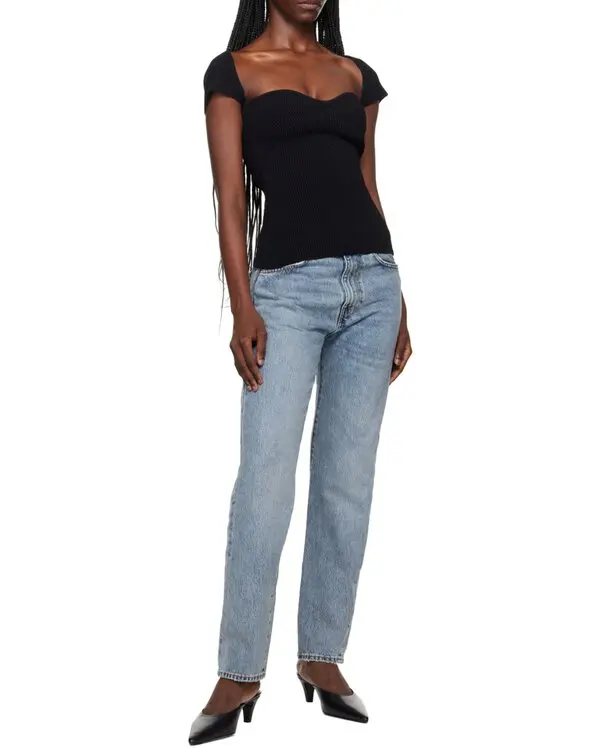 TOTEME Straight Leg Jeans With Logo Patch - Gray