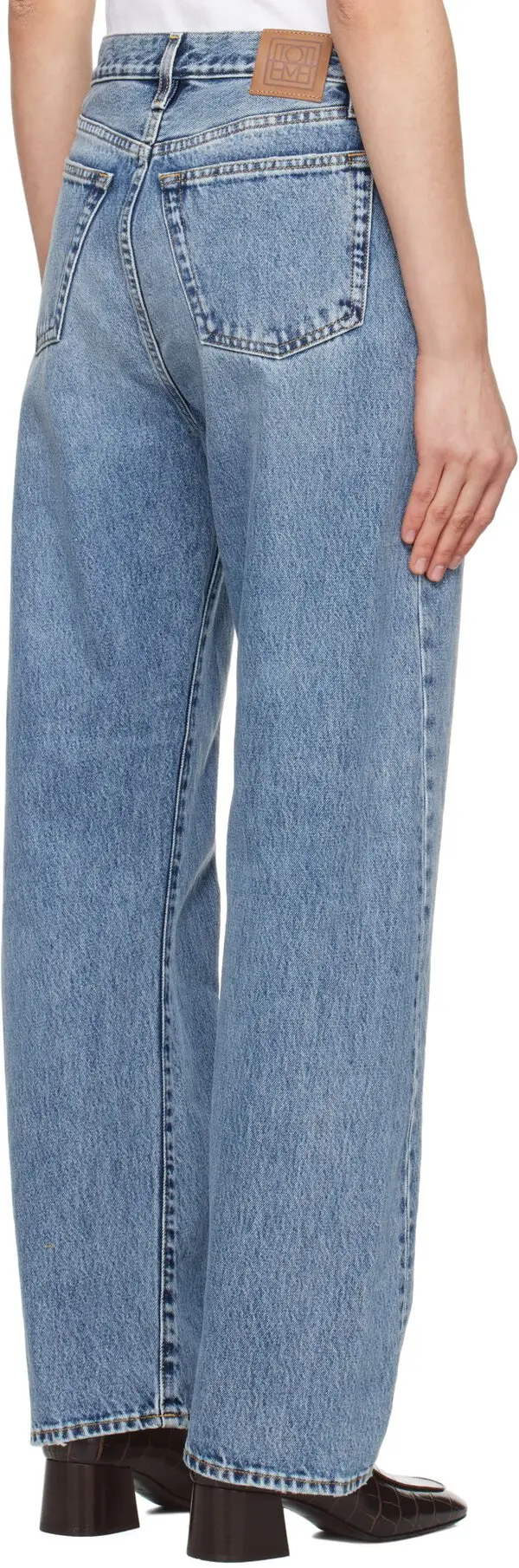 TOTEME Straight Leg Jeans With Logo Patch - Gray