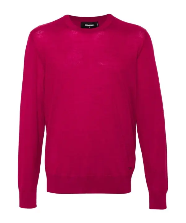 Dsquared2 Crew Neck Logo Long Sleeve Sweater - Red