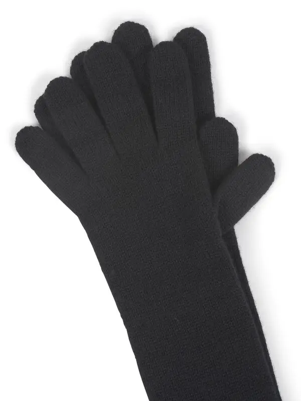 Saint Laurent Ribbed Knit Gloves With Logo Patch