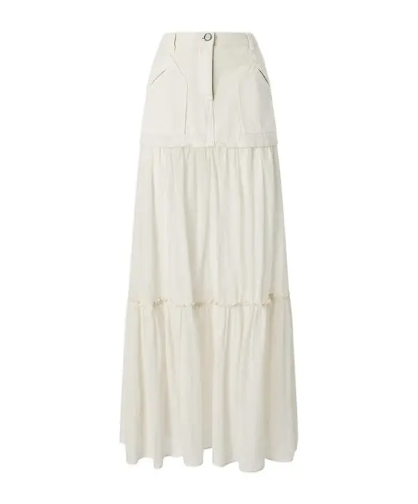 Pinko Tiered Flared Maxi Skirt - White
